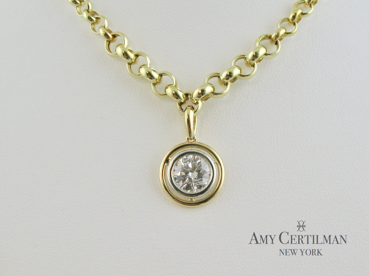 Bezel Set Diamond 18K Yellow Gold Pendant Necklace | The Perfect ...