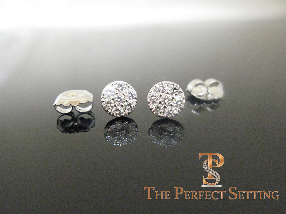 Diamond Cluster Earrings with Jumbo Backs | The Perfect Setting, Inc