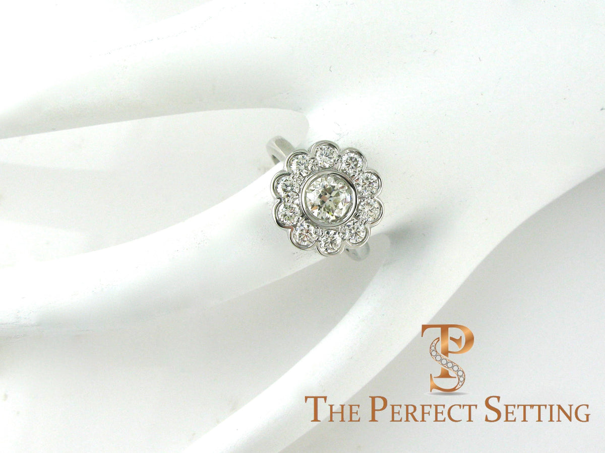 Edwardian Diamond Cluster Flower Ring | The Perfect Setting, Inc
