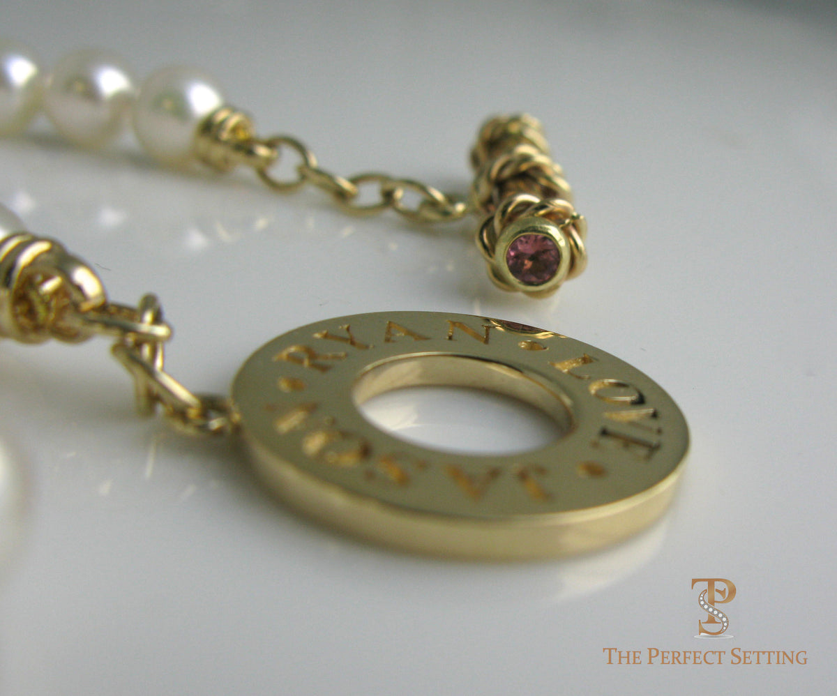 Custom Gold Toggle with Names | The Perfect Setting, Inc