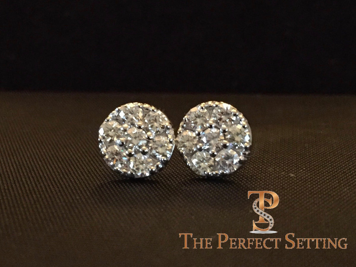 Diamond Cluster Earrings with Jumbo Backs | The Perfect Setting, Inc
