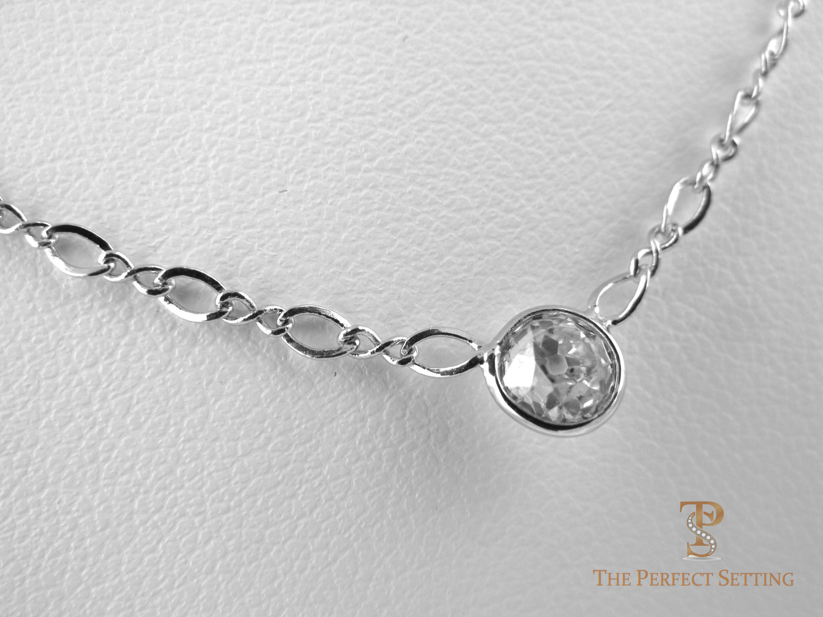 Diamond Bezel Necklace on Fancy Chain | 14K White Gold Custom Pendant ...
