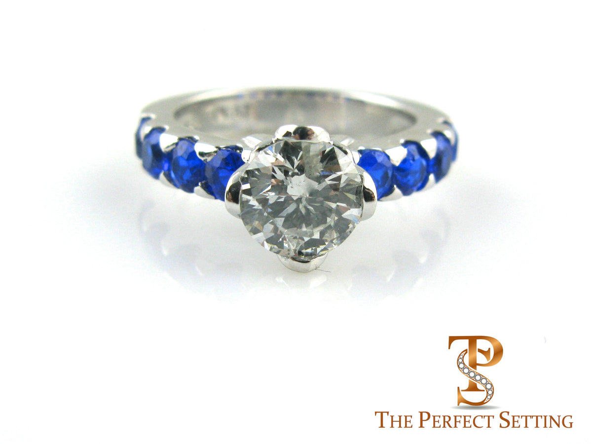 Lotus Ring with Diamond and Sapphires | The Perfect Setting, Inc
