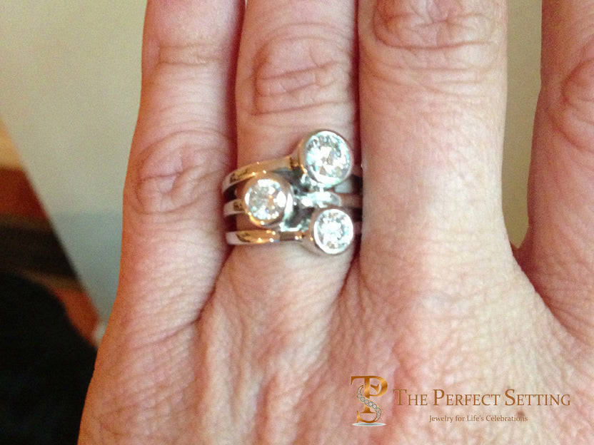 Customizable Three Stone Ring | Bezel Setting | Diamond Gemstone | The ...