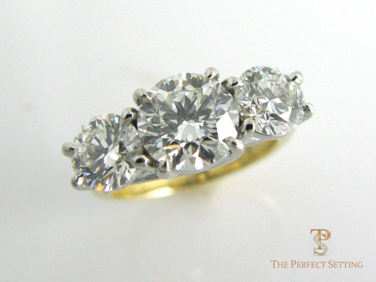 3 Three Stone Custom Diamond Ring | The Perfect Setting, Inc